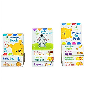Disney Baby: Winnie the Pooh - My First Library - 12 Board Book Set - First Words, Counting, and More! - PI Kids