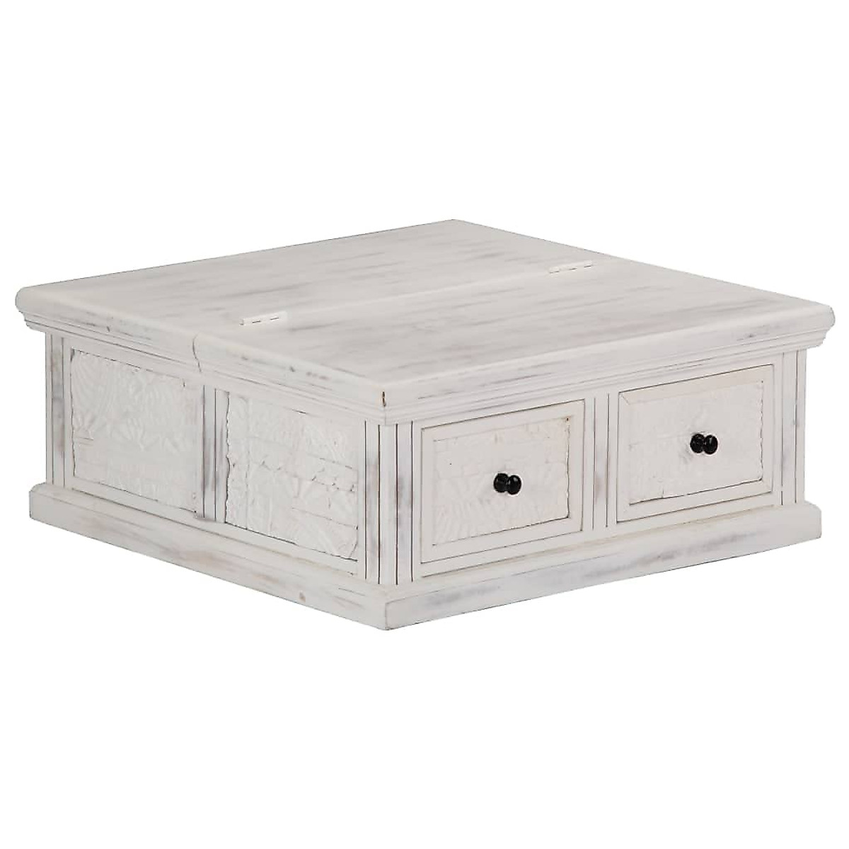 QJBSAVVA Coffee Table White 27.6"x27.6"x11.8" Solid Mango Wood,Entrance Table Tray Tables Center Table Low Table Suitable for Meeting Rooms, Reception Rooms, Offices