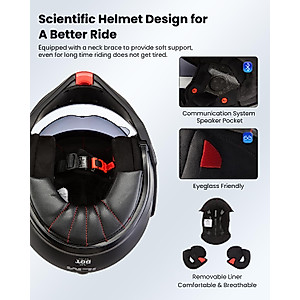 ILM Vintage Full Face Modular Motorcycle Helmet for Adults Men ATV UTV Snowmobile with 180° Reversible Chin Guard DOT Model-B707(Matte Black, L)