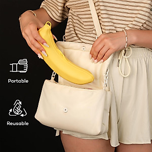 Osier Blanc Banana Keeper BPA-Free Outdoor Travel Case, Banana Protector, Cute Carrier Storage Box, Yellow 2 Pack