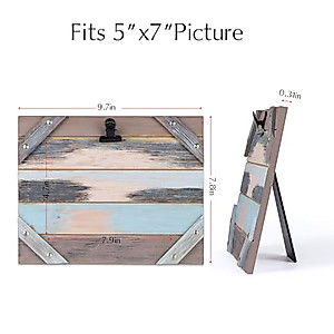 PETAFLOP Rustic Handmade Wooden Picture Frame with Unique Clip Design Made to Display 5x7 Photo Fliers, Menus, Message