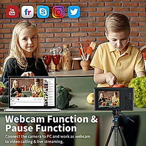 Digital Camera for Kids Teens Boys Girls Adults 4K 44MP with 32GB SD Card, 2.4 Inch Point and Shoot Camera with16X Digital Zoom, Compact Mini Camera Kids Camera for Students Seniors（Black1）