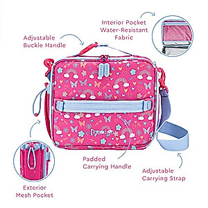 Bentgo Prints Insulated Lunch Bag Set With Kids Bento-Style Lunch Box (Rainbows and Butterflies)