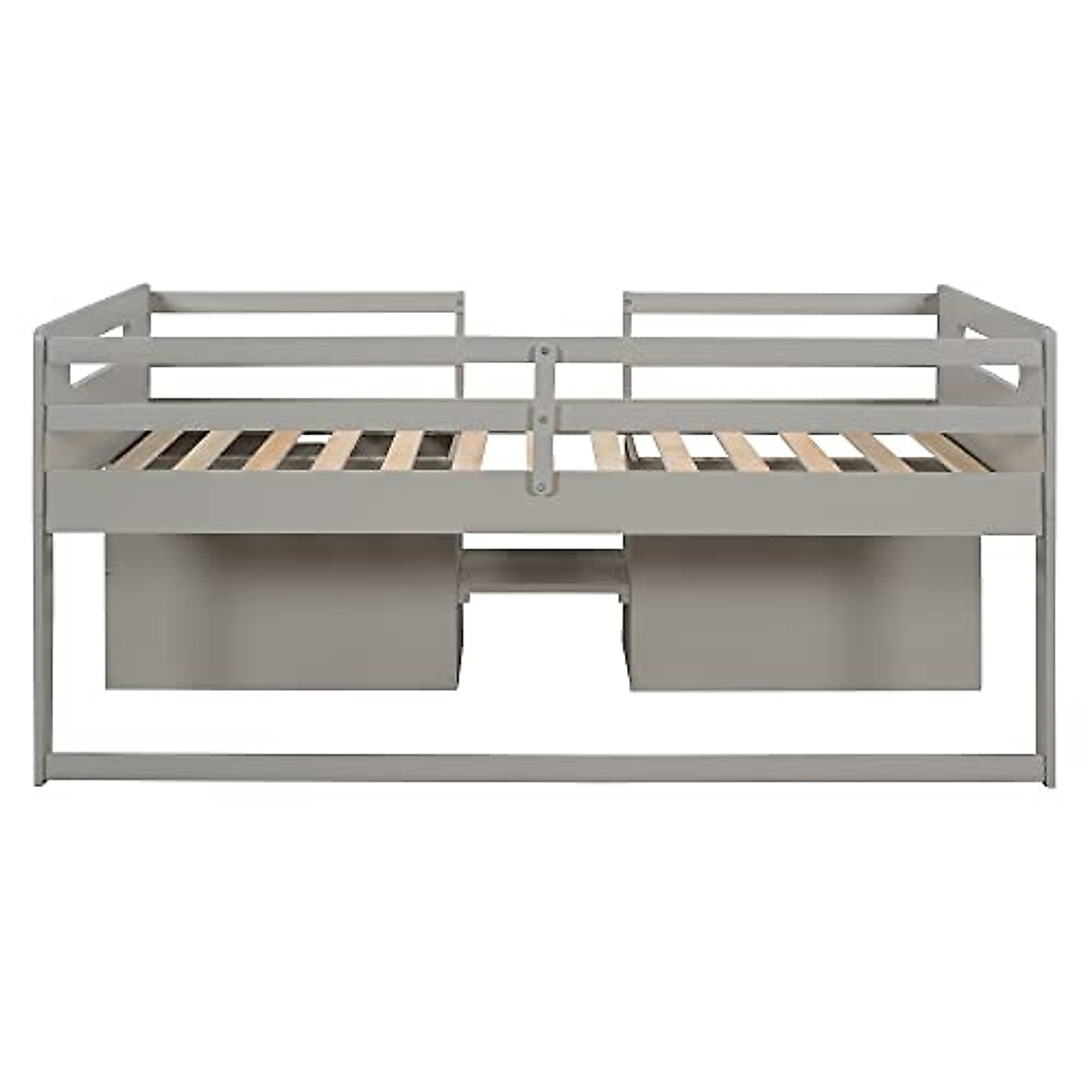 CITYLIGHT Twin Low Loft Bed with Storage, Kids Loft Bed with Two Shelves and Two Drawers,Wooden Loft Bed Twin for Girls Boys Bedroom,Antique Grey
