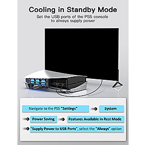 NexiGo PS5 Horizontal Stand with Slient Cooling Fan, [Auto On/Off], [Minimalist Design], Compatible with Playstation 5 Disc & Digital Editions, Built-in LED Light, Extra USB Port, Easy to Install