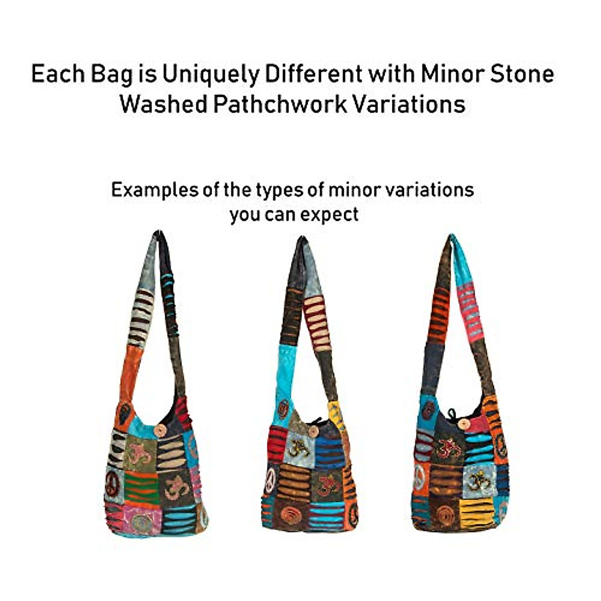 Hobo Colorful Shoulder Bag Women Sling Slouch Hippie Boho (OM-Peace)