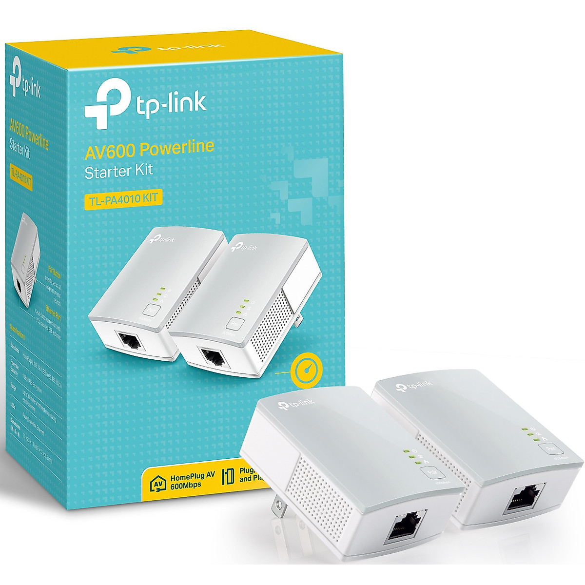 TP-LINK TL-PA4010KIT AV600 Nano Powerline Adapter Starter Kit, up to 500Mbps(Renewed)