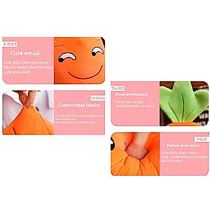 JOSON Orange Imitation Carrot Pillow, Children's Sleeping Pillow Doll, Plush Toy pad, Used for Bedroom, Sofa and Office Decoration （17.7inch）