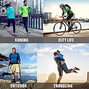 D-Bonex Men's 2-in-1 Running Shirts Long Sleeve Jogging Cycling Workout Shirts with UPF 50+ Sun Protection Arm Sleeves (Blue, M)