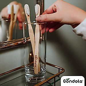 Gondola Adults Bamboo Toothbrushes- Eco Friendly Wooden Toothbrushes with Soft Bristles & Smooth Bamboo Handles - Biodegradable & Zero Waste Packaging-4 Pack