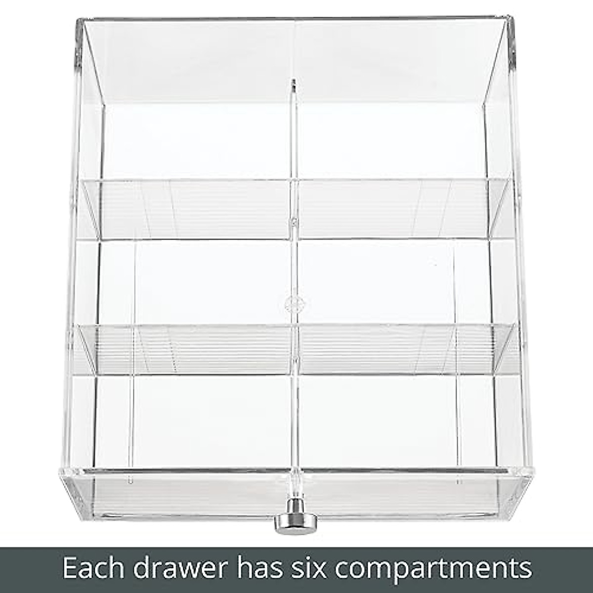 mDesign Plastic Wide Kitchen Pantry, Cabinet, Countertop Organizer Storage Station with 3 Drawers for Coffee, Tea, Sugar Packets, Sweeteners, Creamers, Drink Pods, Packets; 18 Sections, 2 Pack - Clear