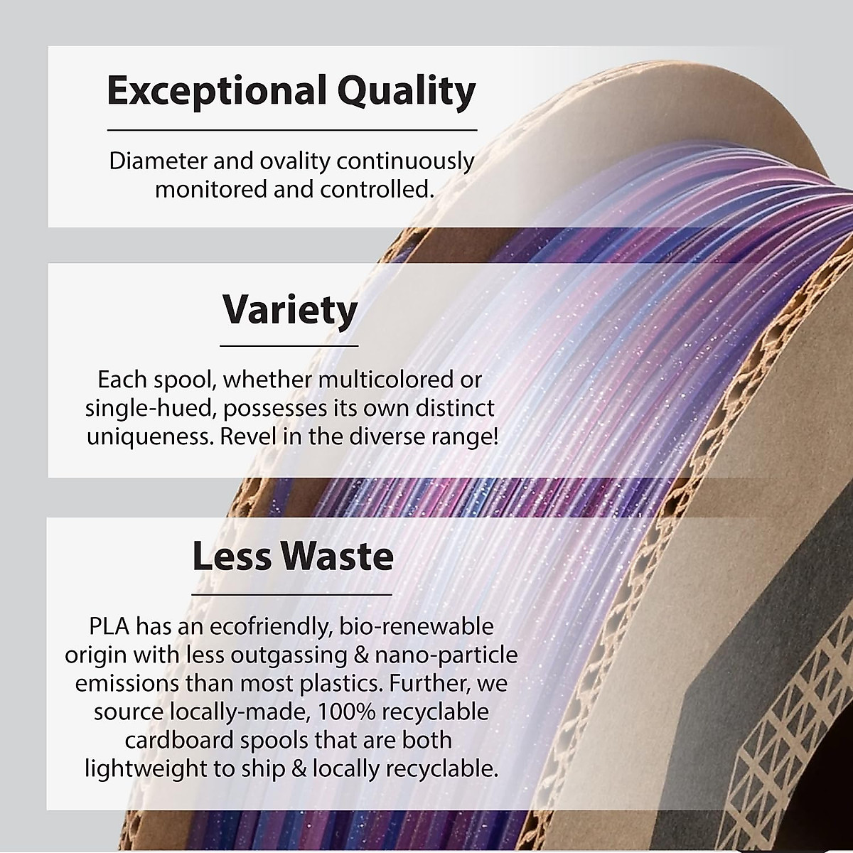 Protopasta Nebula HT PLA 3D Printer Filament 1.75mm 500g Multicolor Translucent Transition Glitter Filament; 3D Printing Filament on Recyclable Cardboard Spool for 3D Printers Like Creality Ender