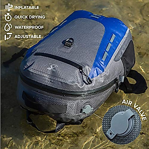 Xelfly Submersipack Waterproof Backpack - Submersible, Inflatable, Floating TPU Coated Durable Nylon Dry Bag with Airtight Zipper for Kayak, Fishing, Boating, Hiking, Paddle Board (Gray Stone, 25L)
