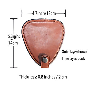 RAUYIVANY Guitar Pick Holder Case with 22 Picks, inner-outer layer Pure Leather for Storage 22 Slots Various Thickness Picks Pouch. Guitarist Gift