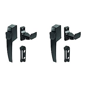 PRIME-LINE K 5007 Screen & Storm Door Push Button Latch Set with Night Lock,Replace Old or Damaged Screen or Storm Door Handles Quickly and Easily,Black Finish(Fits Doors 5/8”-1-1/4” Thick)(Pack of 2)