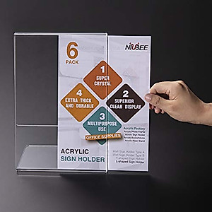 NIUBEE Acrylic Sign Holder 8.5 x 11 Inches Slanted Back, Clear Plastic Sign Holder Paper Display Table Stand for Office, Store, Restaurant (10 Pack)