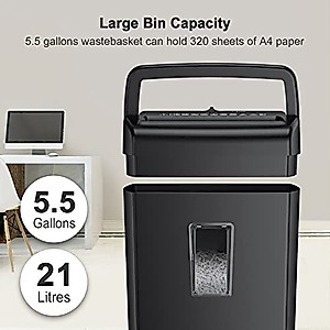 bonsaii 10-Sheet Paper Shredder, Credit Card Cross-Cut Shredders for Home Office Use, 5.5 Gallons Large Wastebasket with Transparent Window, Black (C209-D)