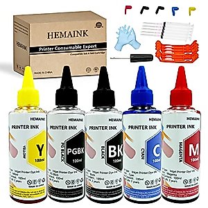 HEMAINK 5x100ml Bottles Ink and Ink Refill Tools Compatible for Canon PGI-280 CLI-281 PGI-280XXL CLI-281XXL for Pixma TS6220 TR8520 TS9520 TS6120 TR7520 TS9521C TS6320 TS702 Printer
