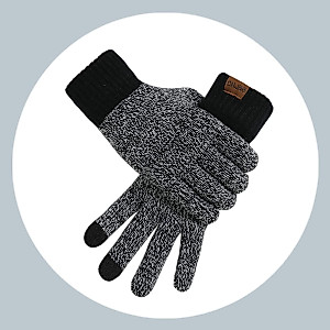 JTJFIT Men's Winter Knitted Beanie Hat Scarf & Touchscreen Gloves 3PCS Set Fleece Lined Cap for Men(Black-White)