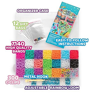 Rainbow Loom® MEGA Combo Set, Features 7000+ Colorful Rubber Bands, 2 Step-by-Step Bracelet Instructions, Organizer Case, Great Gift for Kids 7+ to Promote Fine Motor Skills (Packaging May Vary)