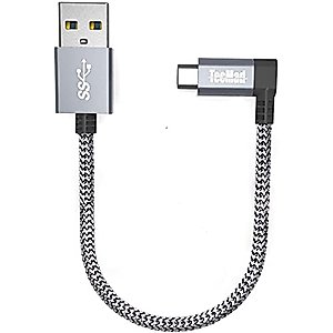 TecMad USB C Cable Short, Short USB to USB C Cable Fast Charging Cable Right Angle, 5Gbps Data Cable, Nylon Braided Compatible with Samsung Galaxy S20 S10 S9 S8 Plus S10E, Note 20 10 10+ 9 8, ect.