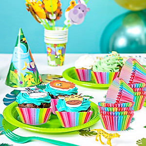 100PCS Rainbow Cupcake Liners, Standard Size Cupcake Baking Cups Paper Rainbow Muffin Cups Paper Liners for Baking Muffin and Cupcakes Decoration Wrappers Food Grade Greaseproof Paper Muffin Liner