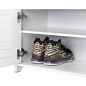 BALANBO Shoe Storage Bench Shoe Cabinet Bamboo Shoe Rack Cushion Seat Soft for Comfort Style Perfect for Entryway First Impression（White）