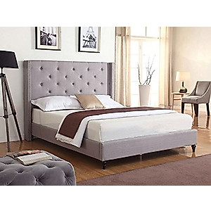 Home Life furBed00007_Cloth_LightGrey_Full Platform Bed, Grey