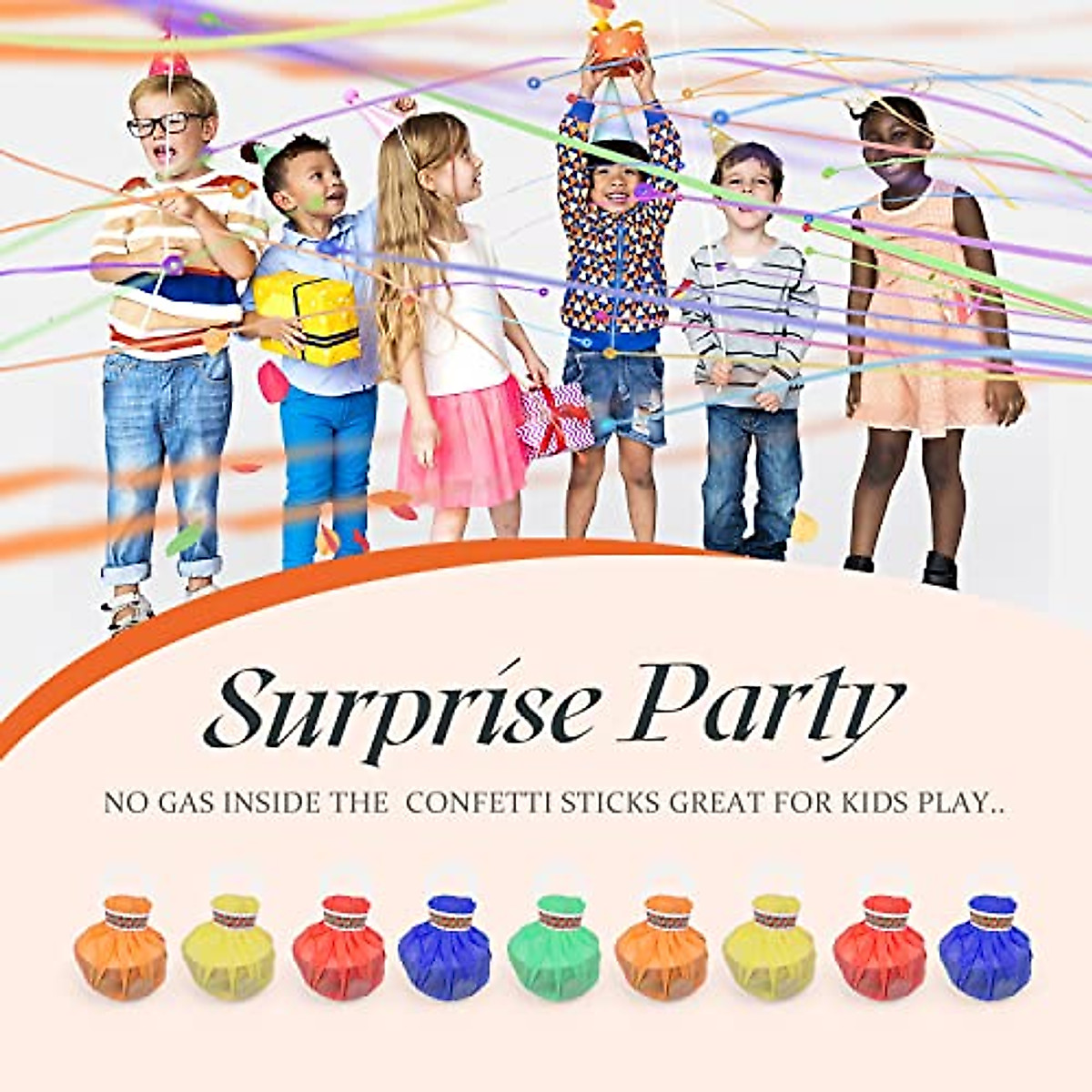 10Pack Streamers Poppers, Multi-Color No Mess Paper Crackers, Hand Throw Confetti Streamer for Birthday Wedding Party Celebrations, Colorful