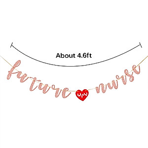 Talorine Glitter Future Nurse Banner for Nurse RN Grad - Finally Done College Graduation Party Bunting Decorations Supplies Rose Gold