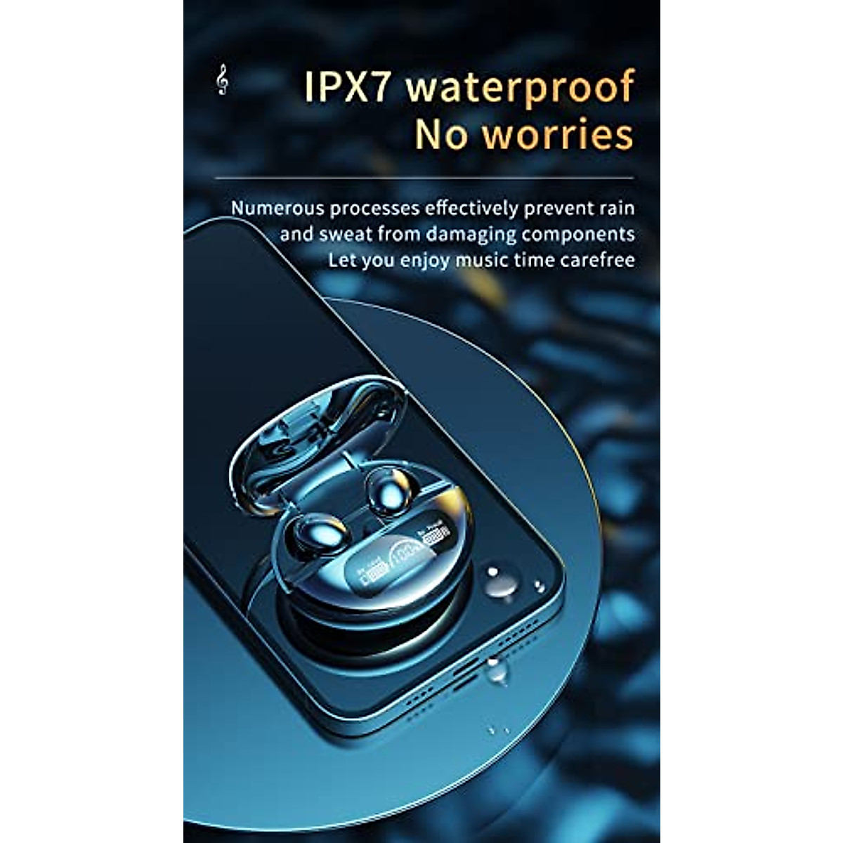 RISTARWH Bluetooth Headphones True Wireless Earbuds with Charging Case IPX7 Waterproof Stereo Sound Earphones Built-in Mic in-Ear Headsets Deep Bass for Sport Sport/Gaming/Workout (Rose Gold)