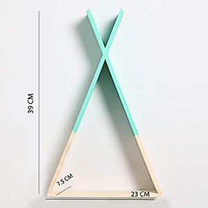 nacnic Nordic Style Wall Shelf Turquoise. Triangle Wooden Shelf. Triangular Wooden Shelf Storage. Median