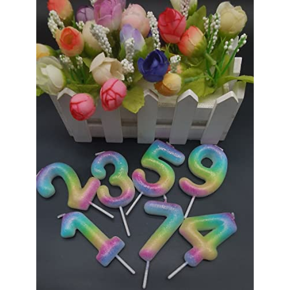 2.76" Large Birthday Candles 1st One Year Cake Baby Roman Cool Number Candle No 1 9 18 21 30 40 50 60 70 Cake Topper Numeral Candle Party Wedding Anniversary Decorations (Rainbow1)