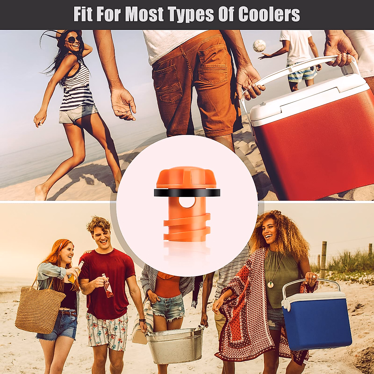 Honoson Cooler Drain Plugs Replacement Compatible with Most Rotomolded Coolers Including Most Major Brands Drain Plugs with Leak-Proof Design (Orange)