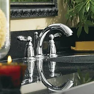 Moen Brantford Brushed Nickel Two-Handle Widespread Bathroom Sink Faucet Trim Kit, Traditional Bathroom Faucet for Three Hole Bath Sinks (Valve Required), T6620BN , 0.5