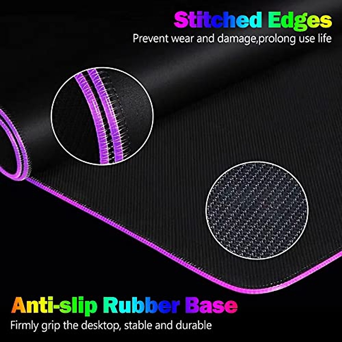 DINKY RGB Gaming Mouse Pad, Large Extended Soft Led Mouse Pad with 14 Lighting Modes, Water Resist Keyboard Pad, Computer Keyboard Mousepads Mat 31.4×11.8 inches- Purple Nebula