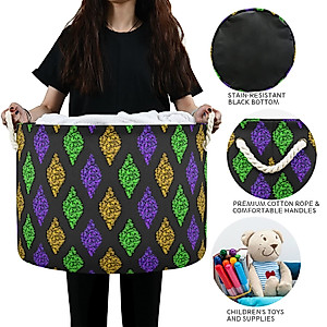 xigua Large Storage Basket Cotton Rope Basket Mardi Gras Geometric Baby Laundry Basket for Blankets Toys Storage Basket Laundry Hamper