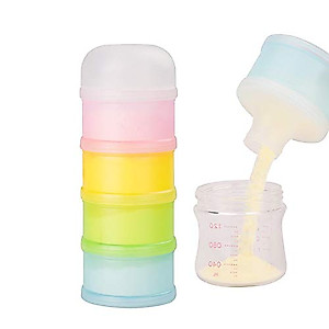 Formula Dispenser, Kidsmile Twist-Lock Stackable On-The-Go BPA Free Milk Powder Box Baby Food Storage Container Snack Cups for Toddlers - 4 Feeds, no Powder Leakage