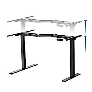 FLEXISPOT Pro Corner Desk Dual Motor L Shaped Computer Electric Standing Desk Sit Stand Up Desk Height Adjustable Desk Home Office Table, Black Frame Only
