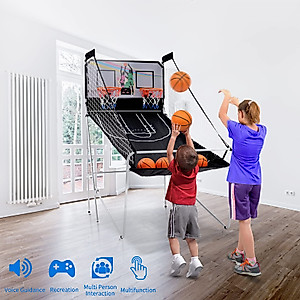 Outspurge Foldable Electronic Dual Basketball Arcade Game,Double Shot 2Player,8 Game Options w/4 Balls LED Scoring System & Indoor Basketball Game for Kids, Youth Adults
