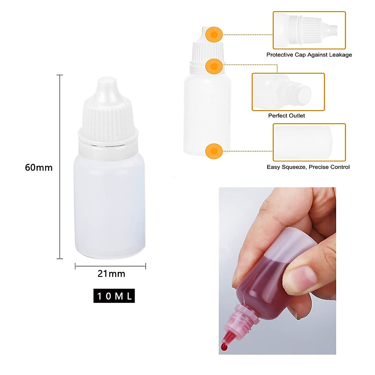 Burry Life Science 12PCS 10ML White Plastic Empty Squeezable Dropper Bottles Portable Eye Liquid Dropper Small Plastic Refillable Containers with Screw Cap and Plug (White, 10ML)