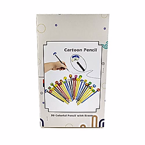 Etmact 50 Pack Assorted Colorful Cartoon Animal Pencil With Eraser Novelty Dot & Stripe Giant Eraser Topper Kids Pencils Kid Pencils Pencil With Eraser Animal Pens Pencils Bulk For Kids Animal Pencill