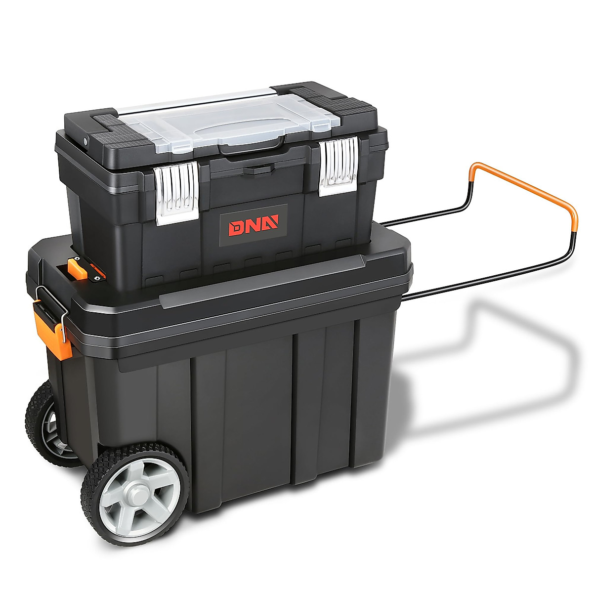 DNA MOTORING 2-Tier Stackable Separate Hand Case Tool Boxes Trolley, 35.4"L x 11.8"W x 23.6"H (TOOLS-00004)