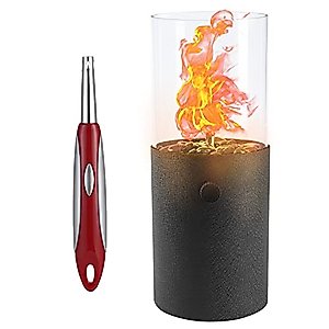 KOMAN Tabletop Fire Pit,Isobutane Gas Propane Portable Tabletop Fireplace,Outdoor Round Mini Fire Pit Bowl with Pebbles for Balcony Garden, Patio Heating, Bonfire and Picnic (Gas Not Included)