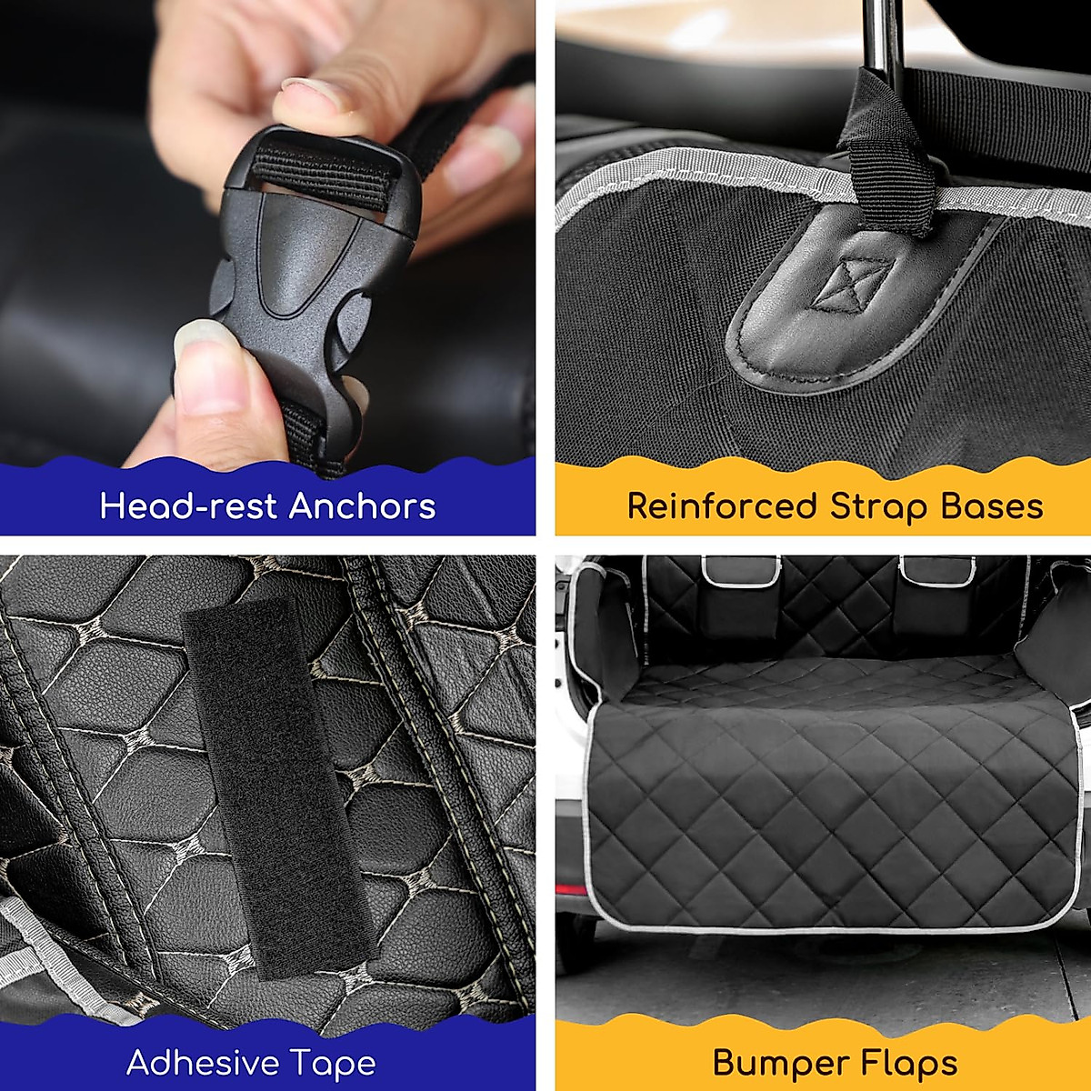 Nobleza Cargo Liner for Dogs, Nonslip Waterproof Dog Car Cover for SUV with Bumper Flaps and Storage Pockets, Universal Washable Pet Cargo Trunk Liner Protector for Safety, 40.5" W x 72.5" L