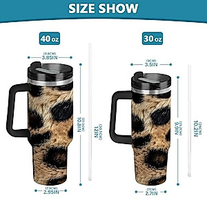 Flradish 30oz Tumbler with Handle, Fashion Leopard Print Stainless Steel Tumbler with Lid and Straws Double Wall Vacuum Insulated Leakproof Coffee Travel Mug