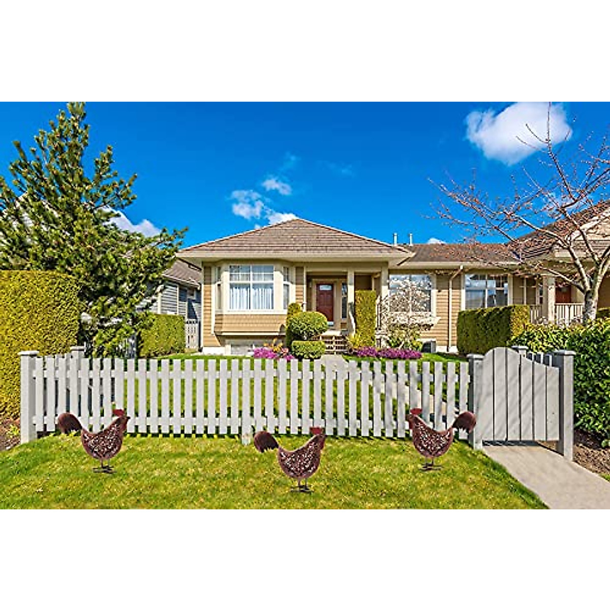 JFRISING Solar Metal Scroll Rooster Garden Sculpture, 3 D Rooster Statue Lantern Lights Table Outdoor Solar Light Art Decor & Ornament for Patio Courtyard for Harvest Thanksgiving Halloween Christmas