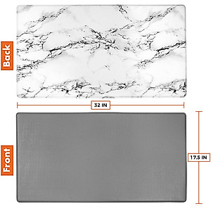 OPUX Anti Fatigue Kitchen Floor Mat, Reversible Cushioned Memory Foam Kitchen Rug Pad, Waterproof Non-Slip Padded Comfort Standing Mat for Office Laundry Home, 32x17 (Marble Gray)