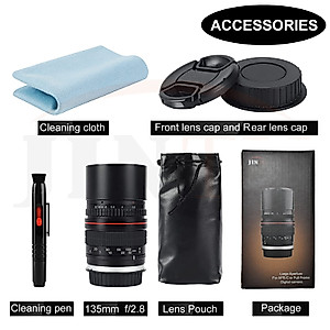 JINTU 135mm f/2.8 Telephoto Lens Manual SLR Camera Lenses for Canon EOS T7i T7s T7 T6s T6i T6 T5i T5 SL2 SL1 4000D 2000D 5D IV 90D 60D 70D 77D 80D 850D 650D 750D 550D 450D 7D