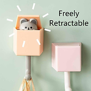 SEIWEI 2Pcs Creative Adhesive Coat Cat Hook, Cute Cat Key Holder for Wall, Plastic Home Storage Utility Wall Decorations Hanger Pet Hooks for Hanging Hat Key Towel Scarf Bags, Punch Free - Pink